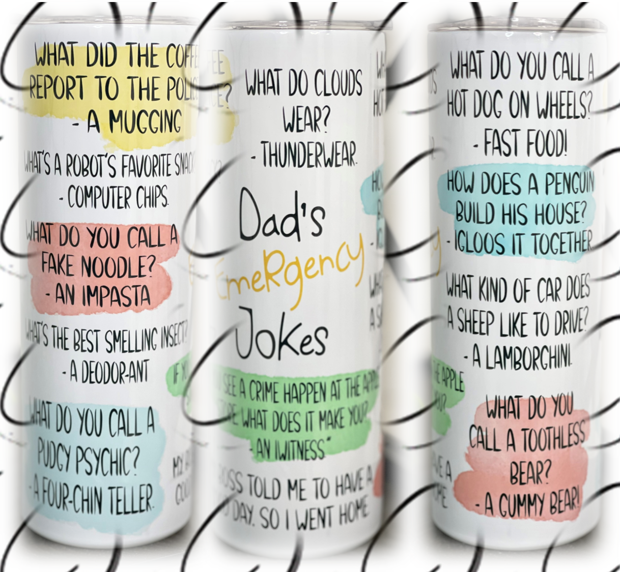 Dad's Emergency Jokes 20oz Skinny Tumbler – Sweet Sunshine